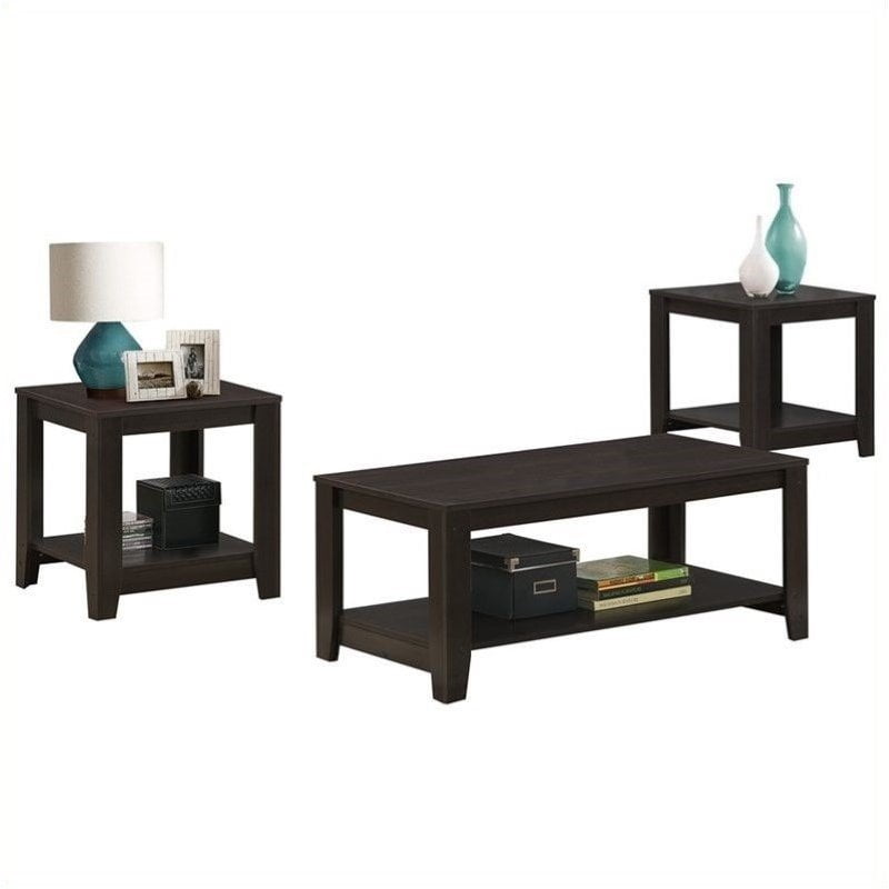 Kingfisher Lane 3 Piece Coffee Table Set in Cappuccino - Walmart.com