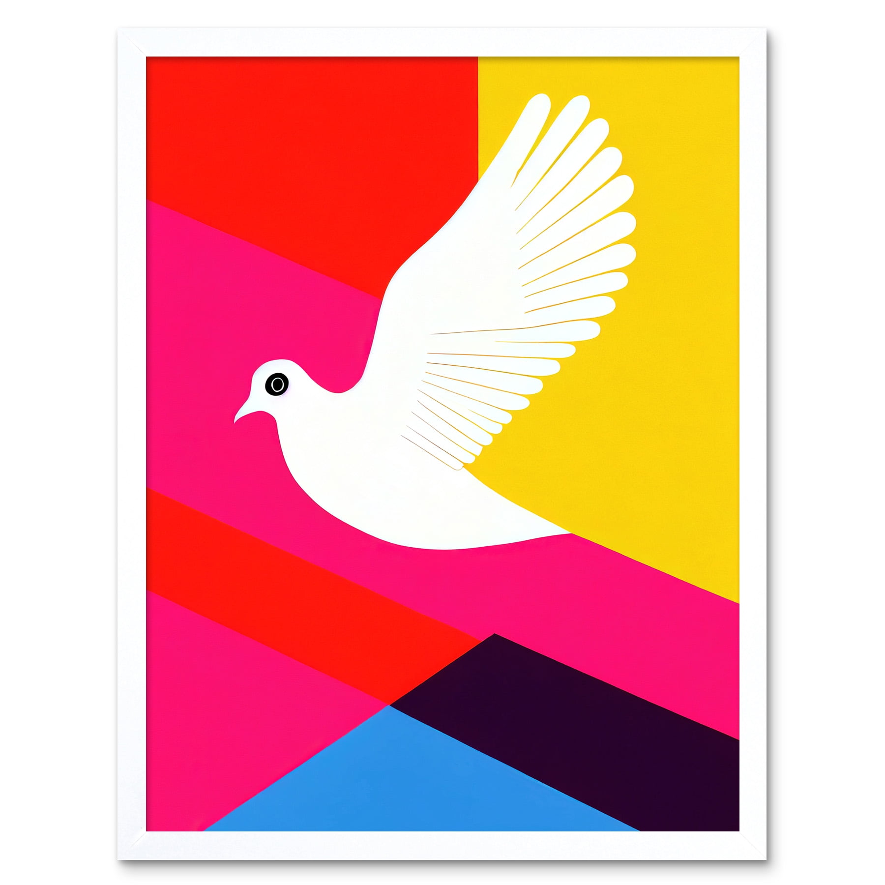 White Peace Dove Vibrant Colourful Geometric Multi Colour Graphic ...