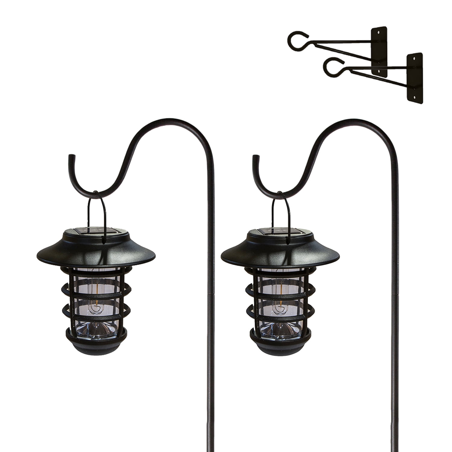 Classy Caps Black Aluminum Nottingham Solar Hanging Coach Light (2 Pack ...
