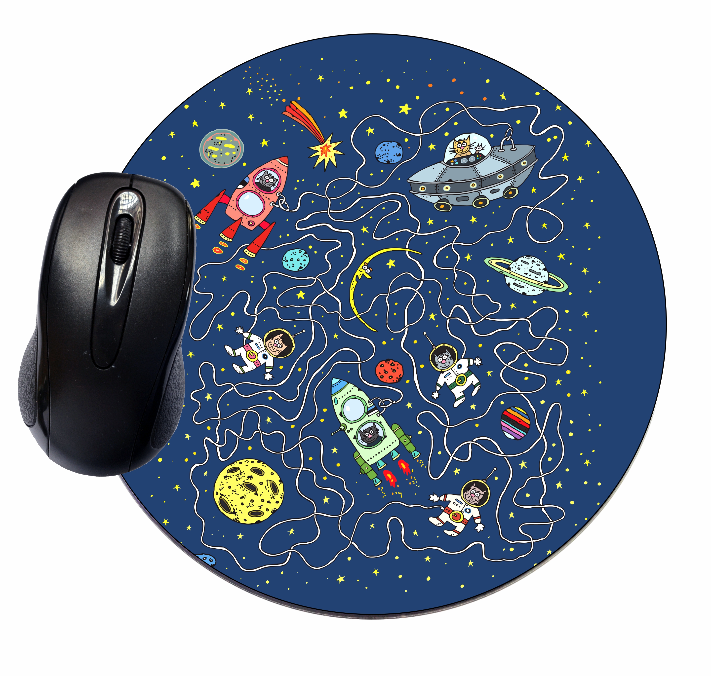 Mouse Mat Pad Mousepad Cute Desk Round Circle Mousemat Outer Space ...