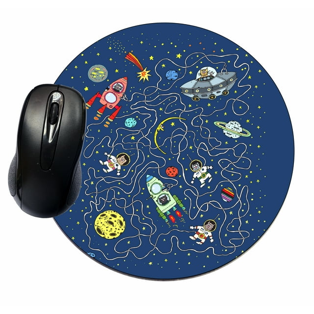 Mouse Mat Pad Mousepad Cute Desk Round Circle Mousemat Outer Space ...