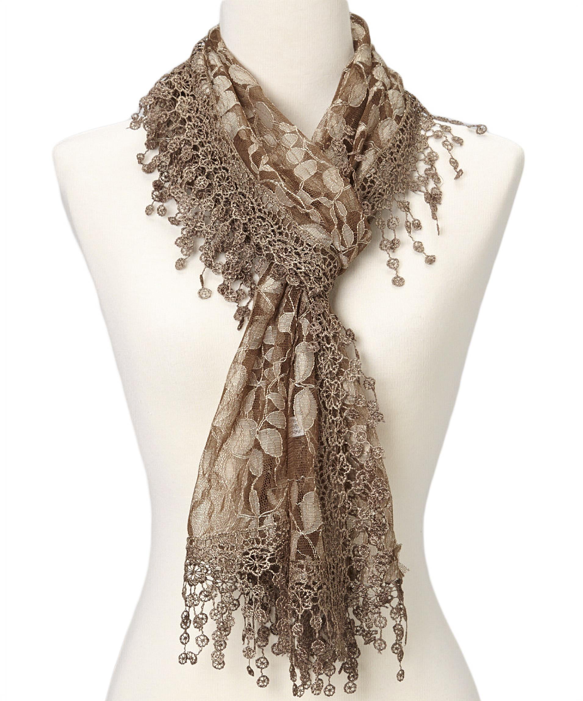 Lightweight Feminine teardrop fringe Vintage Lace Scarf Mesh Crochet ...