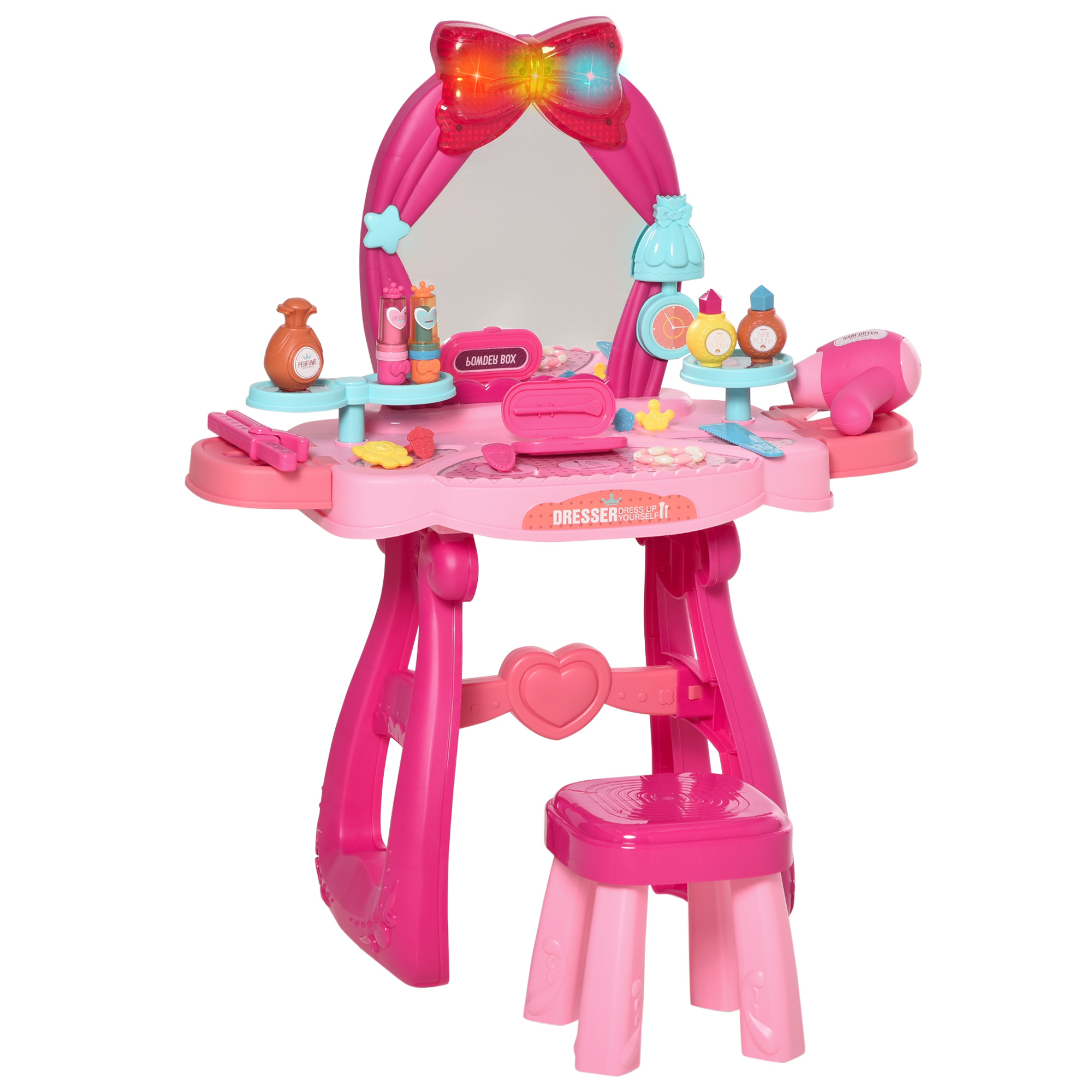 Qaba Kids Mini Dressing Table Make up Vanity Set W Stool 36 Pc Qaba Kids Mini Dressing Table Make up Vanity Set W Stool 36 Pc