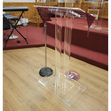 Displays2go Lectern Podium, Solid Oak and Clear Acrylic, 2 ...