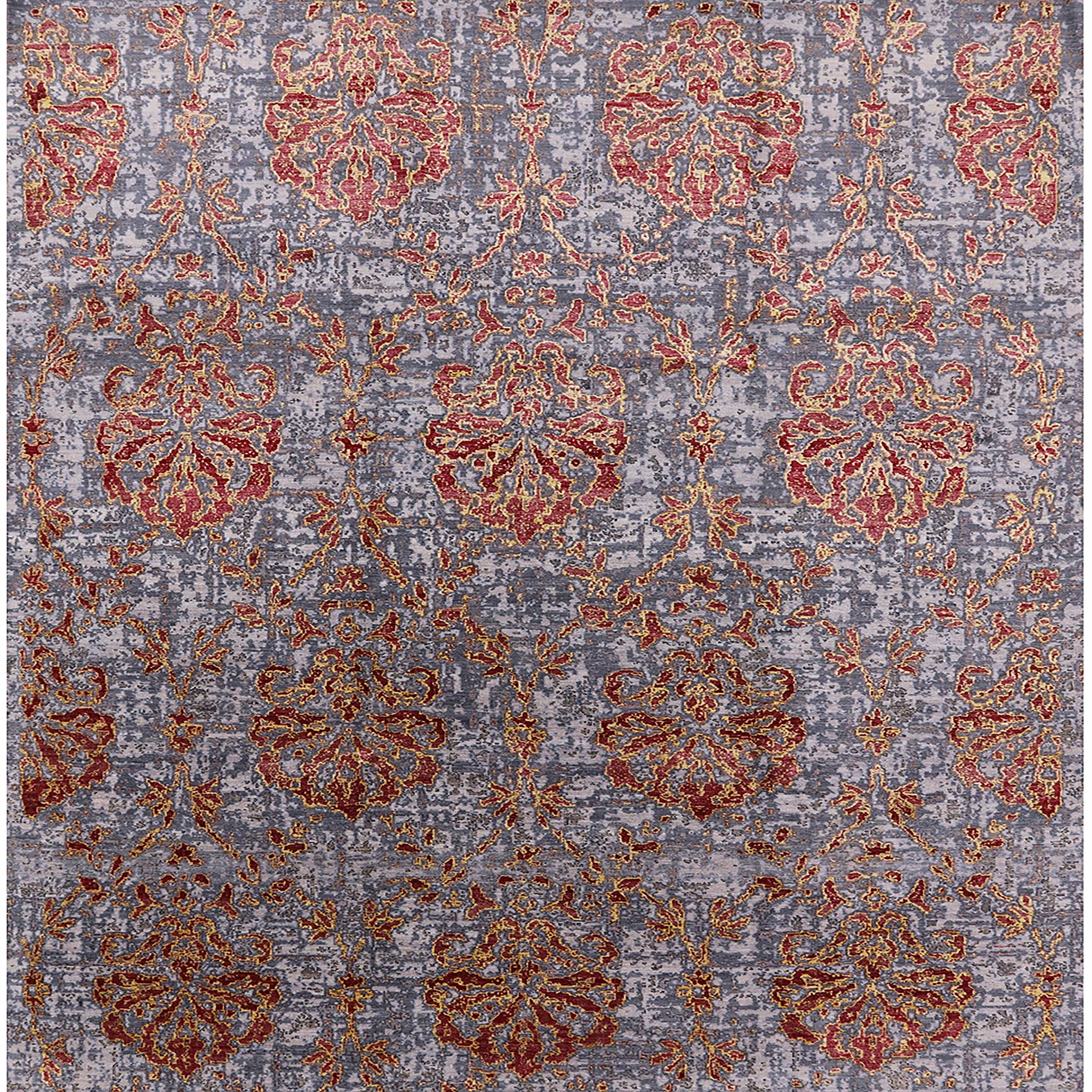 Ahgly Company Indoor Square Mid-Century Modern Maroon Purple Oriental ...