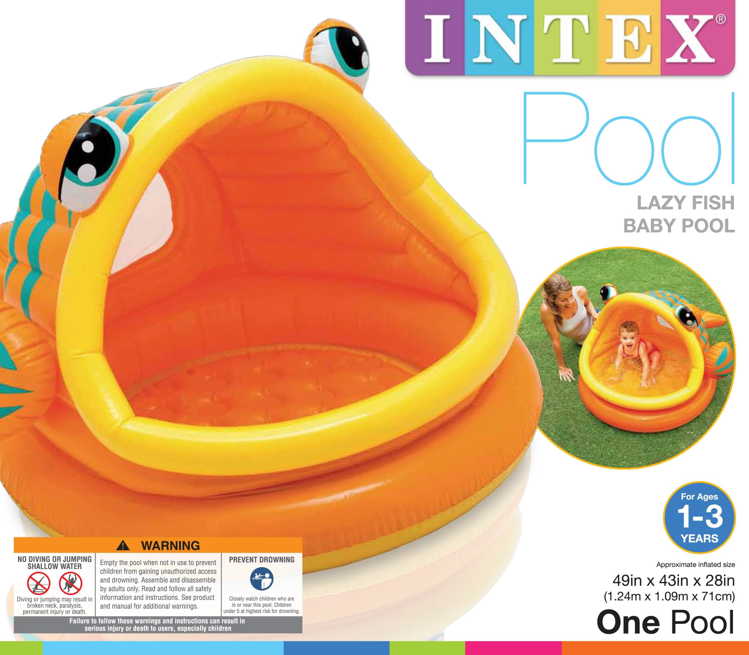 Intex Lazy Fish Inflatable Baby Pool, 49" X 43" X 28", For Ages 1-3 ...