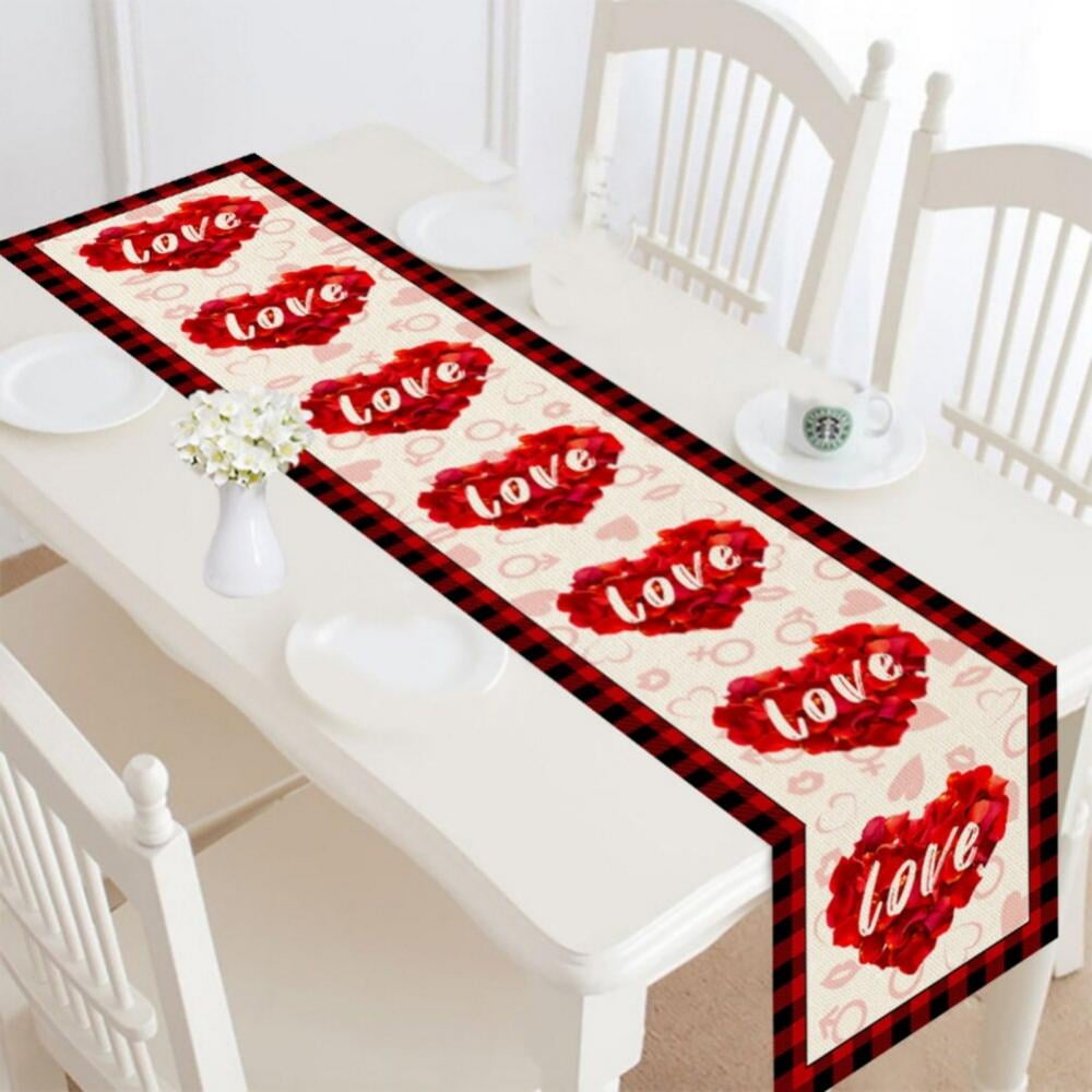 Valentines Day Table Runner,11.8 x 71.7 Inch Romantic Love Table Runner ...