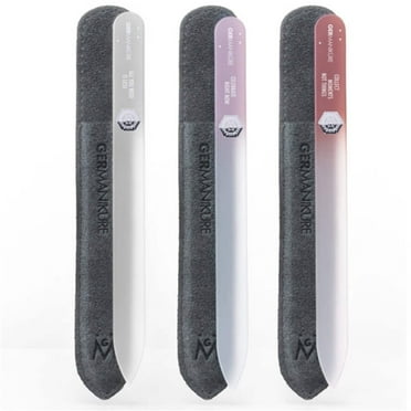 GERMANIKURE Czech Crystal Glass Nail File 3 Pack in Suede Leather Case ...