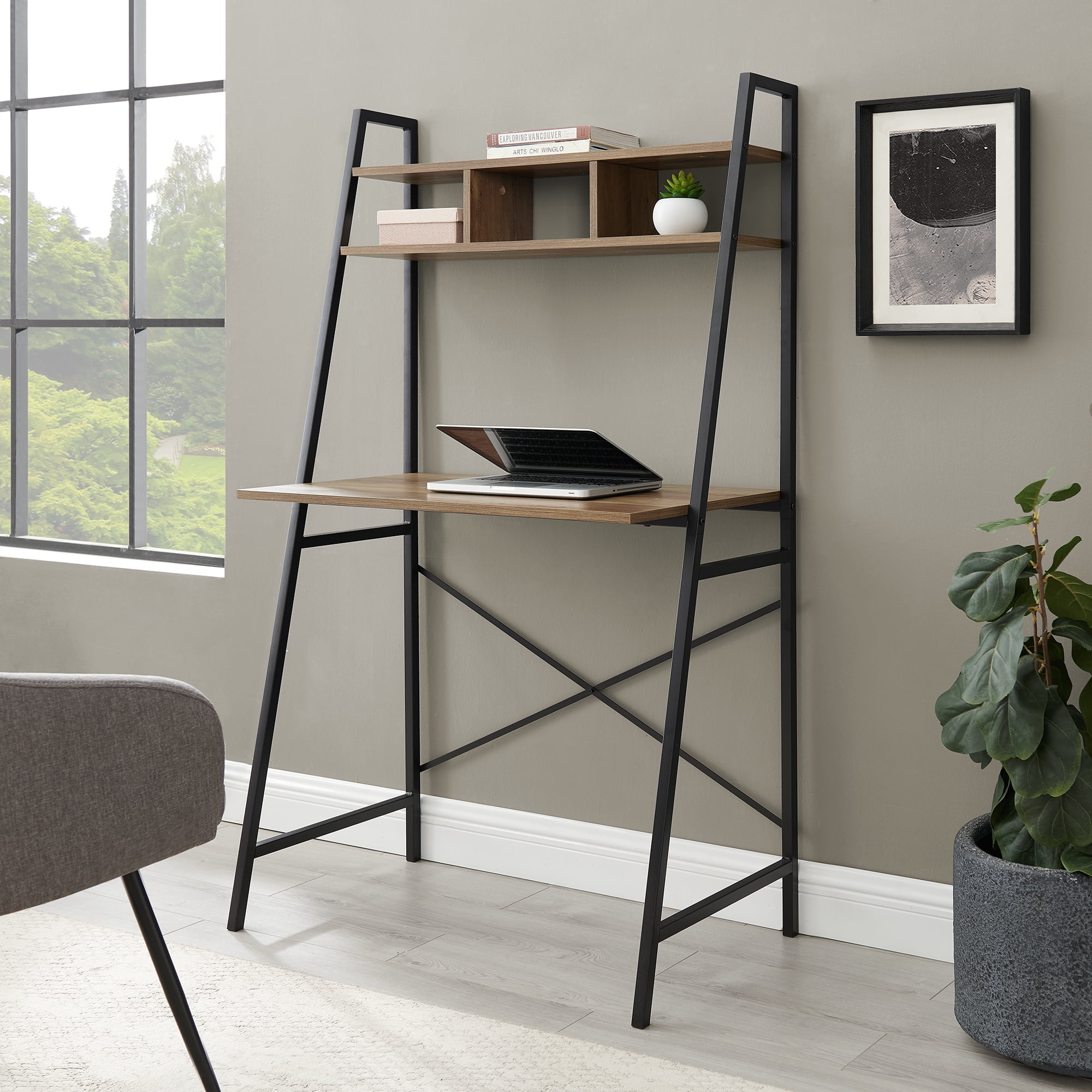 Manor Park Urban Industrial Ladder Storage Desk, Reclaimed Barnwood ...