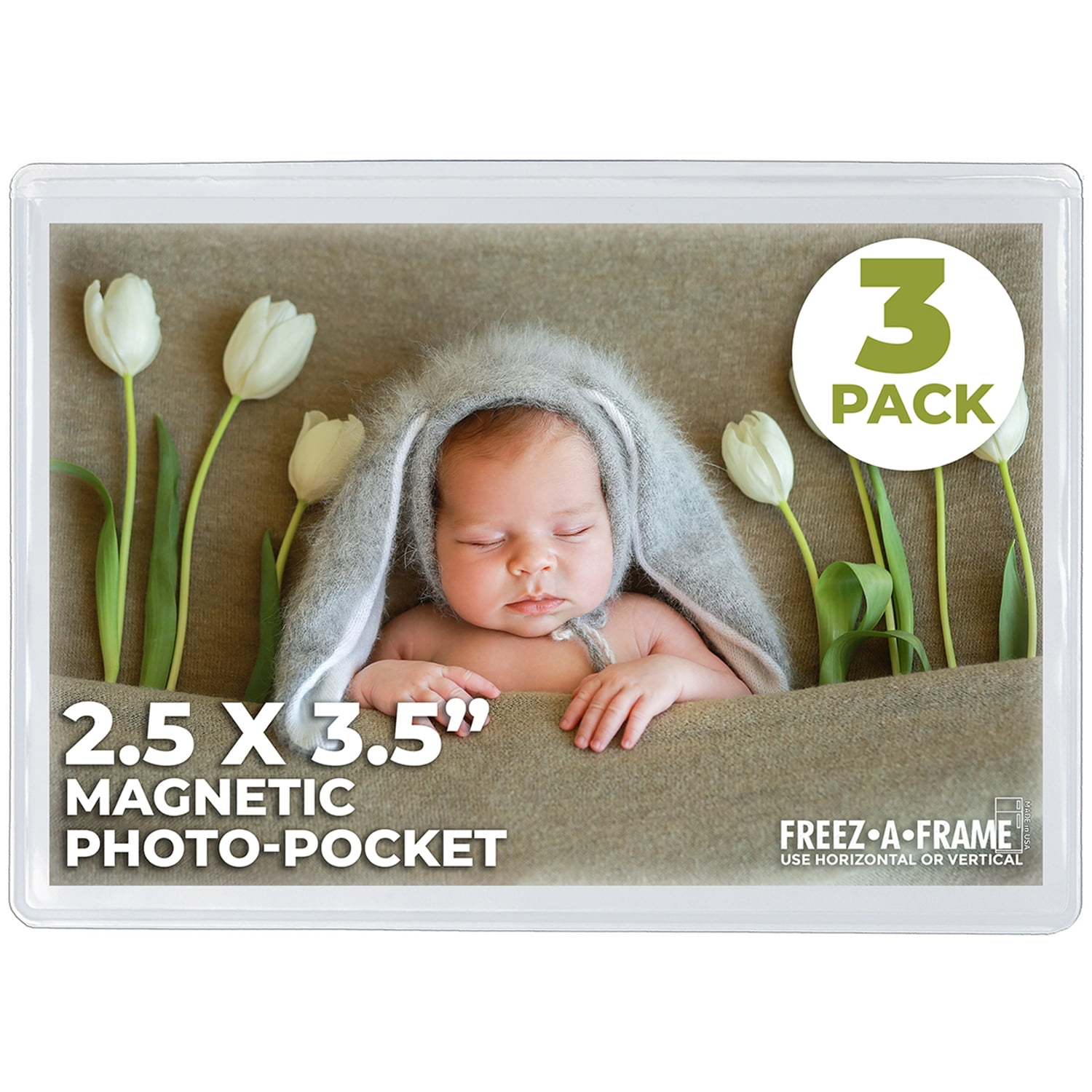 Freez-A-Frame Magnetic Photo Pocket 2.5 x 3 .5 (Wallet size) 3 Pack ...