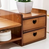 Maydear Bamboo Monitor Stand Riser with Storage Drawer, 2 Tier Desk ...