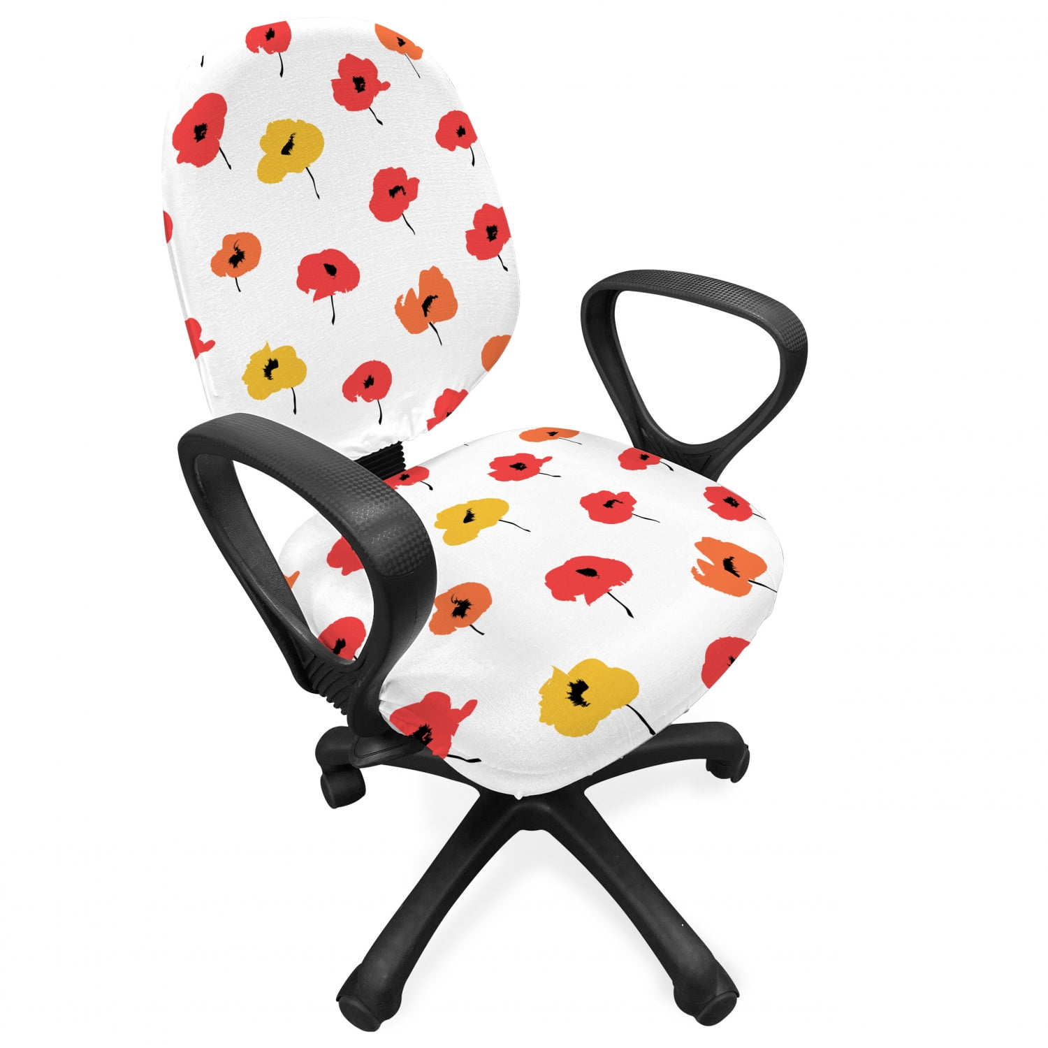 Flower Office Chair Slipcover, Abstract Modern Art Inspired Brush ...