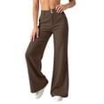 Ailaofu Womens High Waist Button Stretchy Work Pants Straight Leg ...