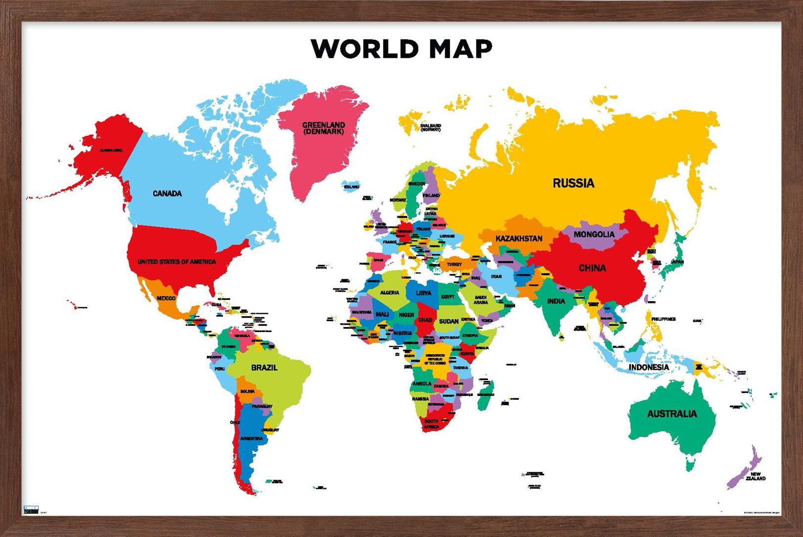 Map - World 2022 Wall Poster, 22.375" x 34" Framed - Walmart.com
