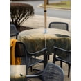 Bird Square Outdoor Tablecloth with Umbrella Hole Wild Grass Misty ...