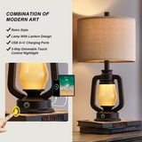 Oneach 3 Way Dimmable Black Metal Table Lamp Set of 2 with USBC+A, 20.5 ...
