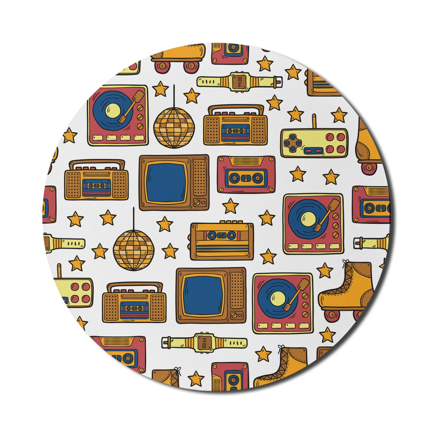 90s Mouse Pad for Computers, 90s Theme with Old Style House Devices ...