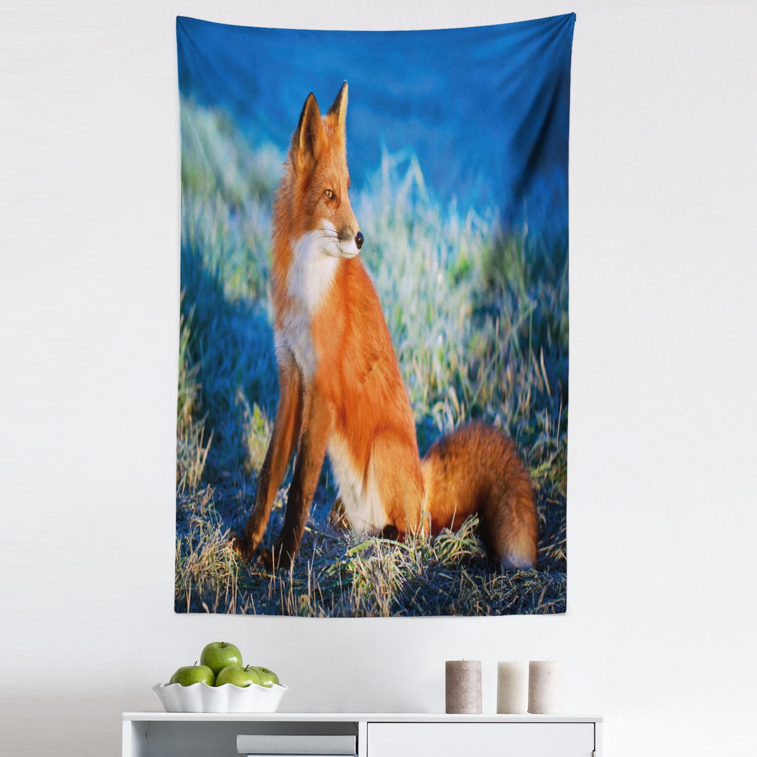 Fox Tapestry, Serene Autumn Field in Cold Morning Animal Nature Scenery ...