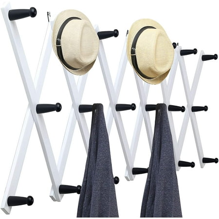Accordian Wall Hanger,Wooden Expandable Coat Rack Wall Mounted,Hat Rack ...