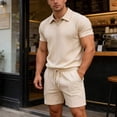AGKIZG Solid Color Summer Men Set Versatile Breathable Casual V Neck ...