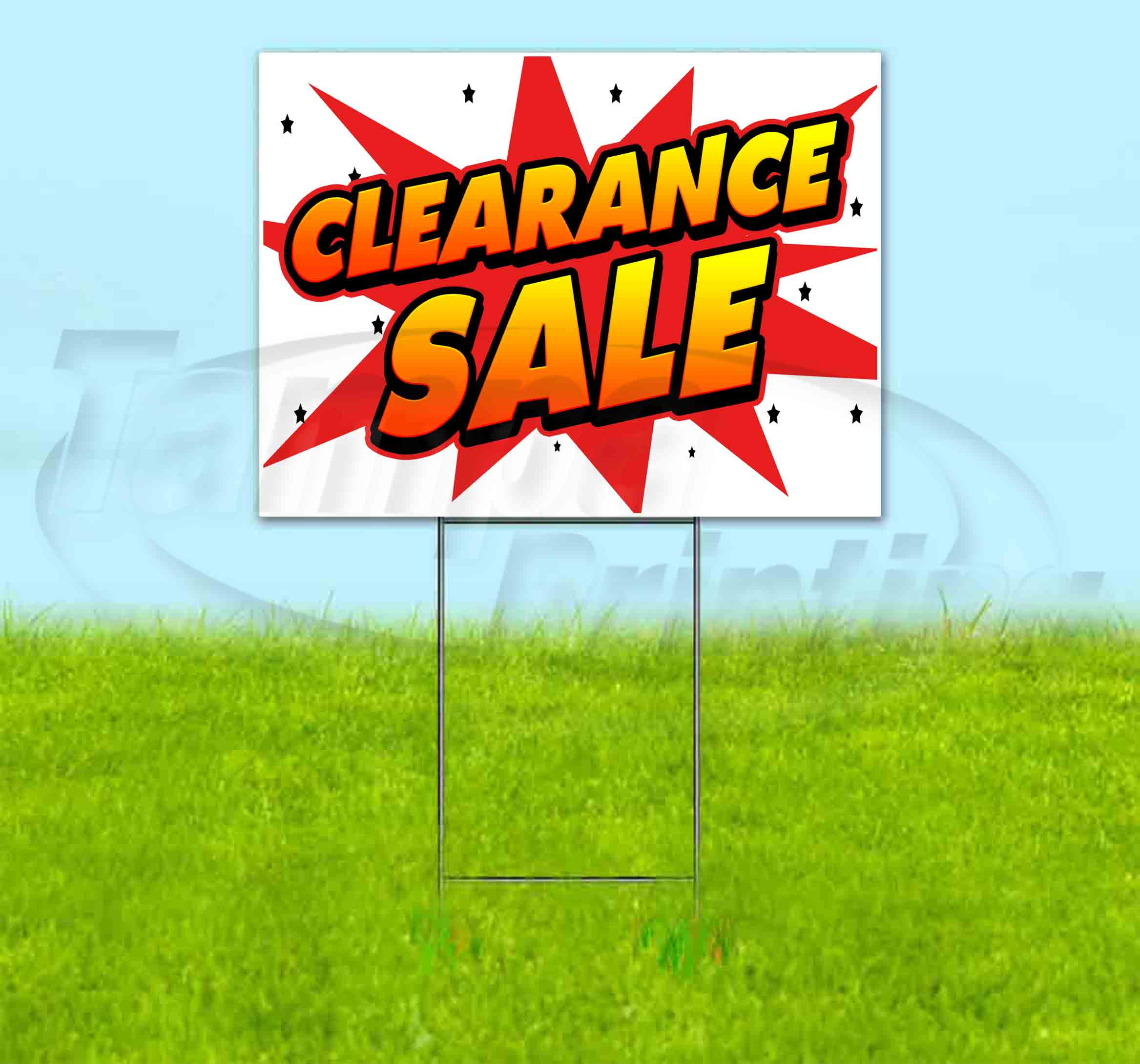 Clearance Sale (18" x 24") Yard Sign, Includes Metal Step Stake ...