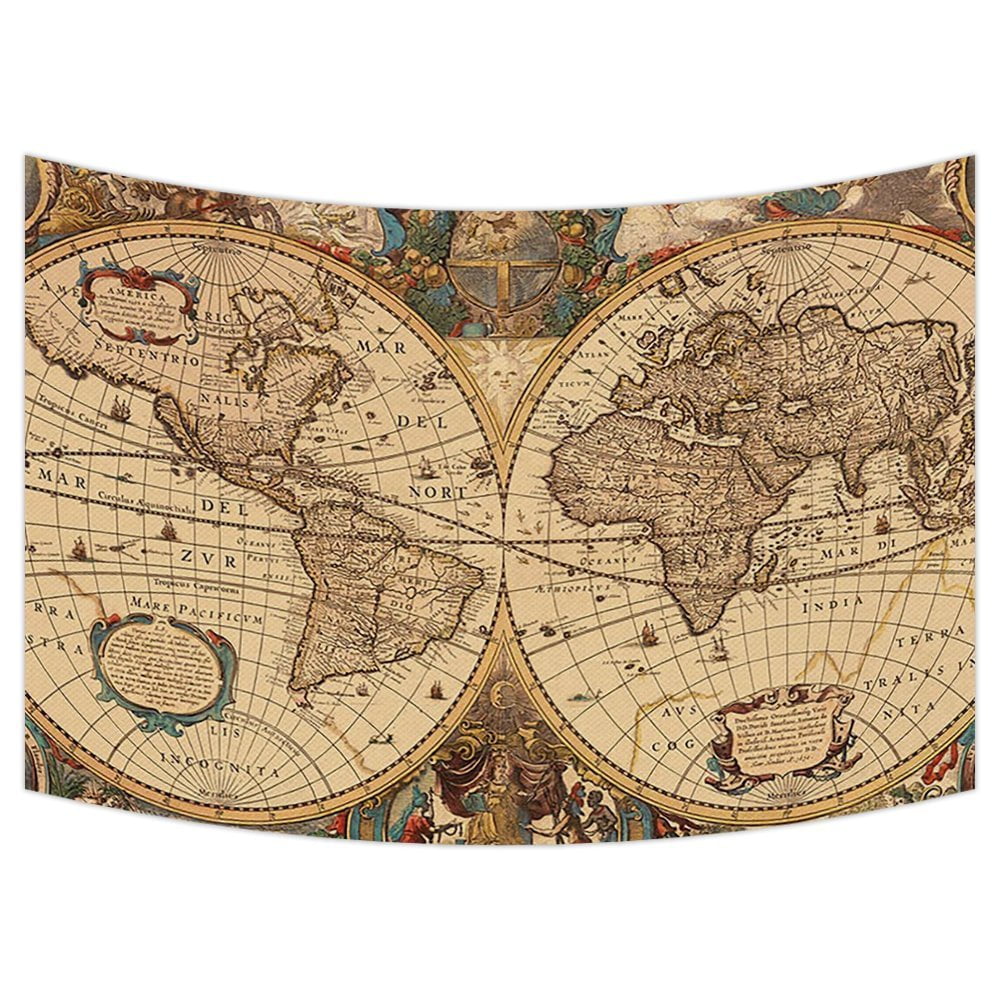 GCKG World Map Tapestry,Vintage Retro World Map Wall Hanging Wall Decor ... GCKG World Map Tapestry,Vintage Retro World Map Wall Hanging Wall Decor ...