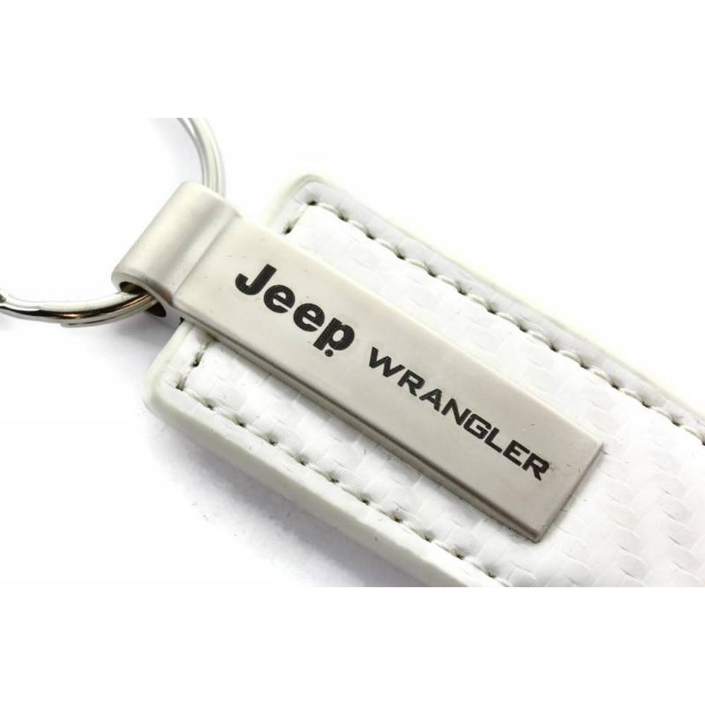 AutoGold Jeep Wrangler White CF Carbon Fiber Leather Key Chain Ring Tag ...