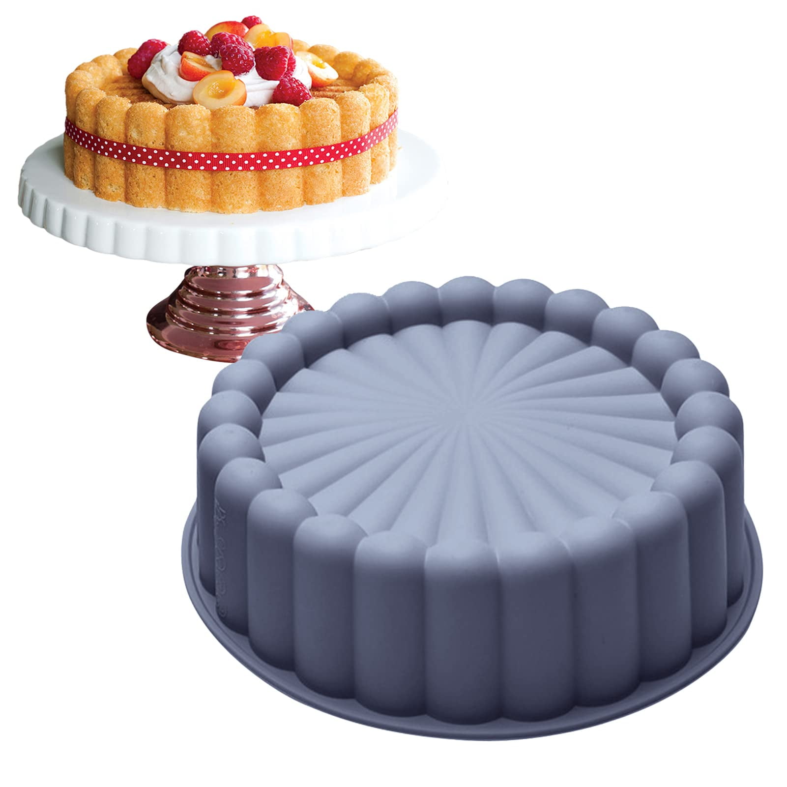 8 Inch Silicone Charlotte Cake Pan - Nonstick Round Silicone Mold for ...