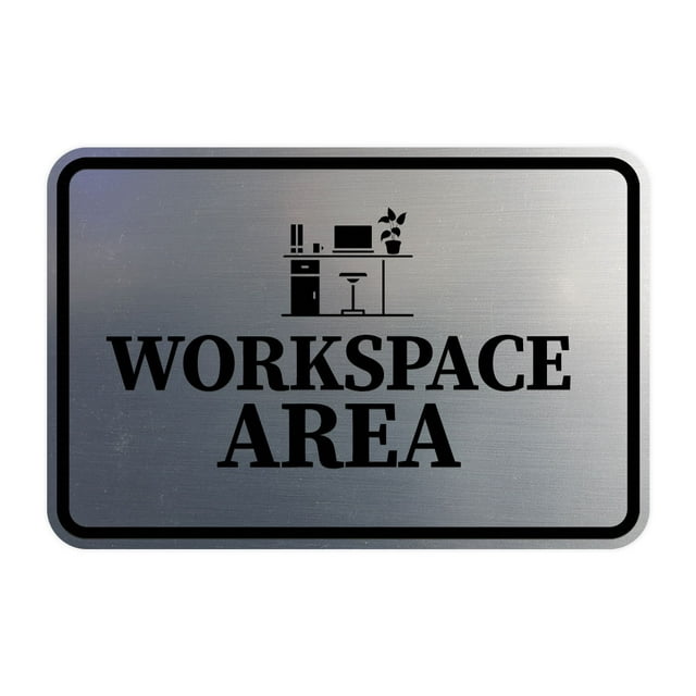 Signs ByLITA Classic Framed Workspace Area Sign (Brushed Silver ...