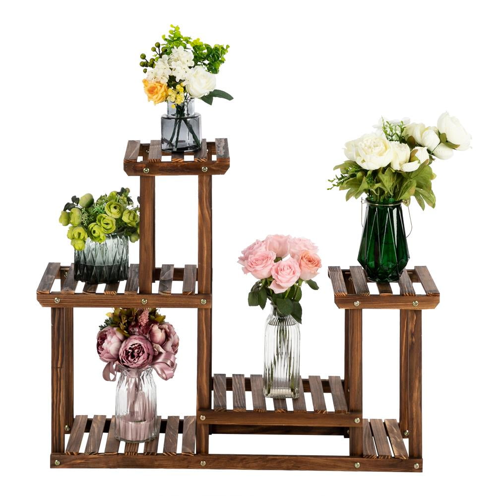 Ktaxon 5-Tier Wood Flower Plant Stand,Higher and Lower Planter Display ...