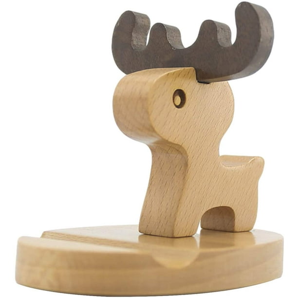 Universal Wood Animal Phone Stand Cute Cell Phone Stand Wooden Phone ...