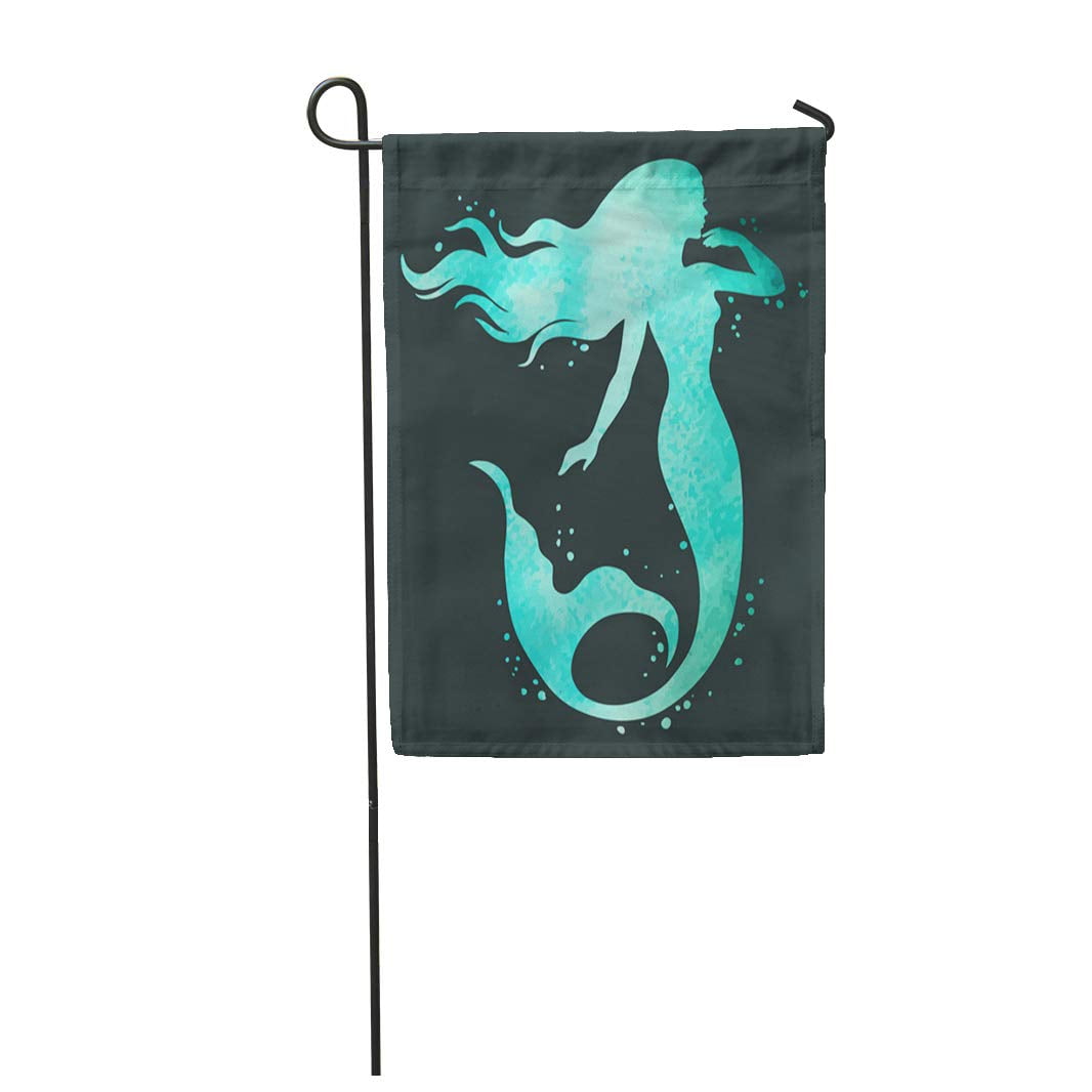 KDAGR Blue Tail Hand Mermaid Watercolor Silhouette Fantasy Swimming ...