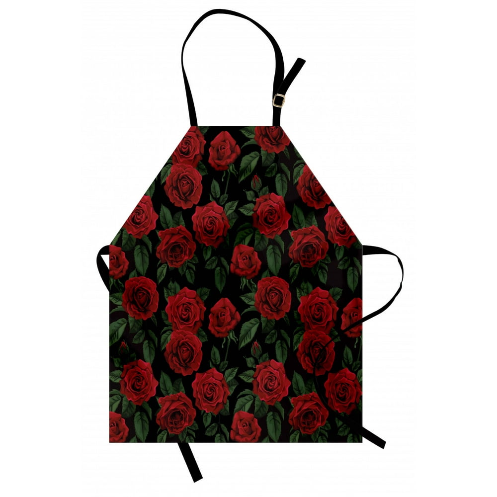 Rose Apron Valentine's Day Retro Style Petals with Leaves Ornamental ...