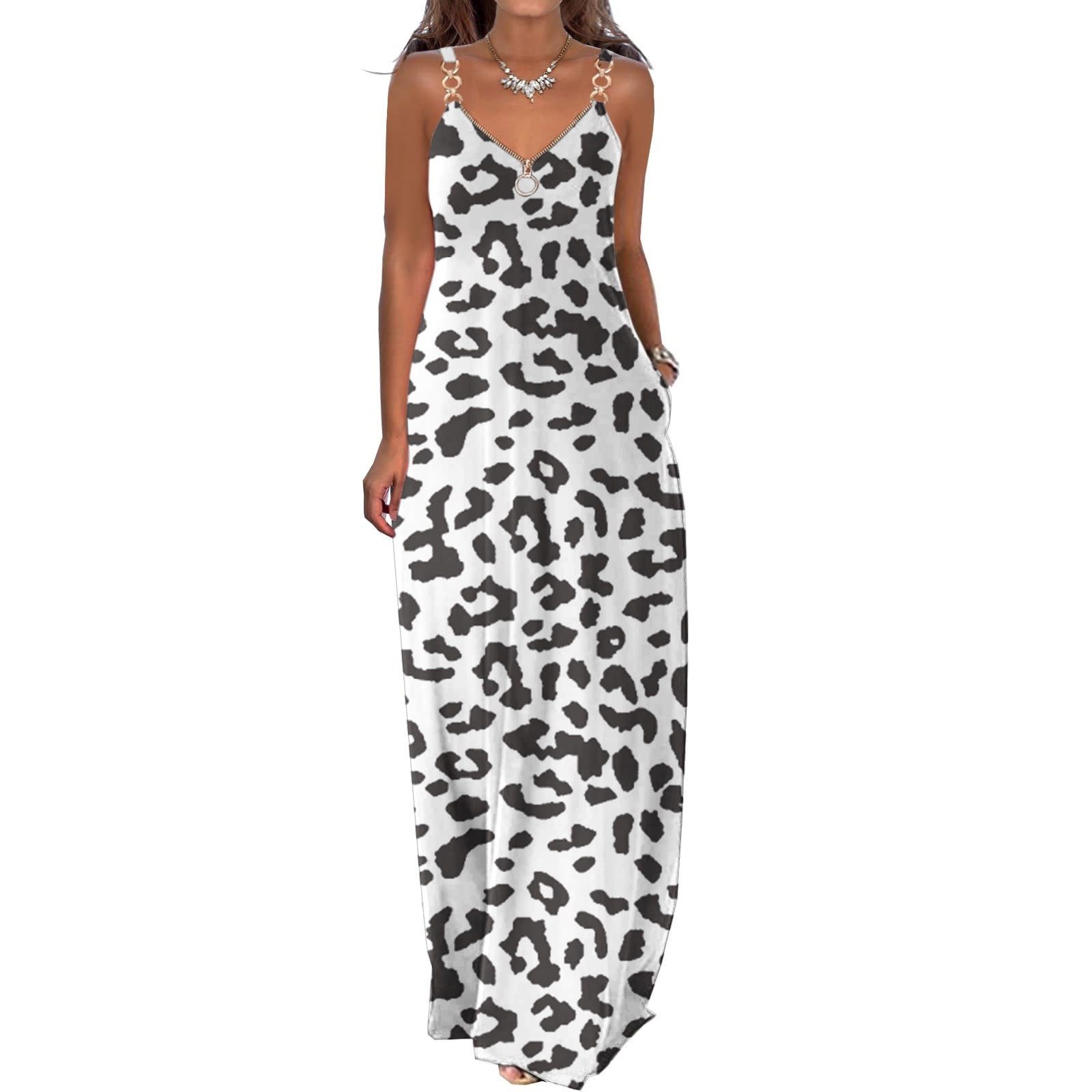 Usmixi Formal Dresses For Women Sleeveless V Neck Camouflage Summer