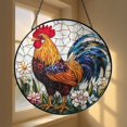 Barnyard Rooster Window Sun Catcher, Bright Stained Glass Style Hanging ...
