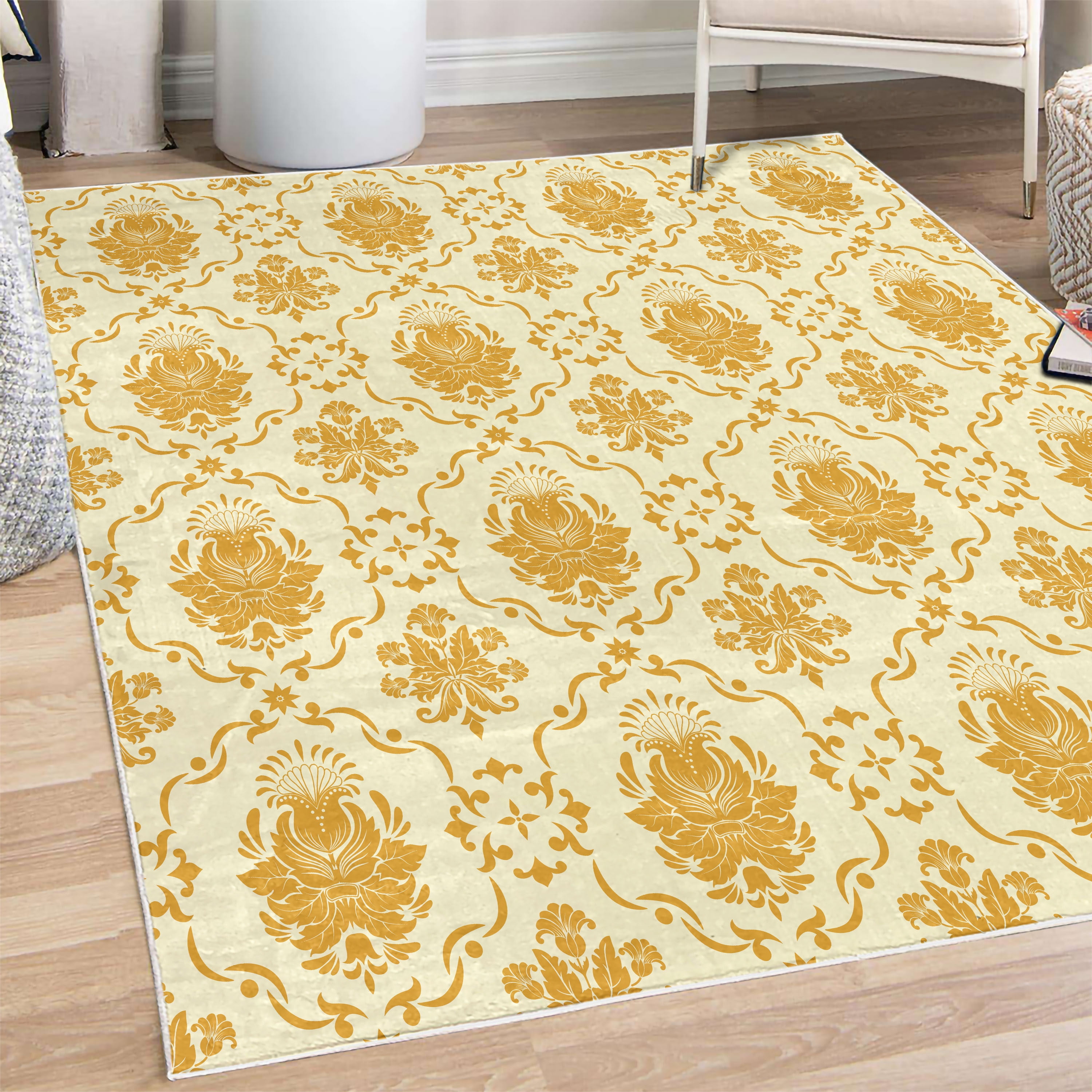 Floral Decorative Rug, Classic Victorian Floral Patterns Tulips ...