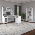 Atlin Designs 60" Desk with Hutch and 5 Shelf Bookcase in White ...