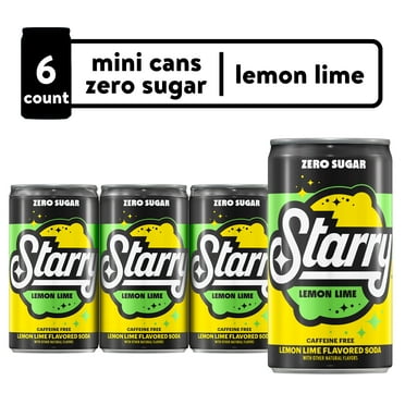 Starry Zero Sugar Lemon Lime Soda Pop, 7.5 fl oz, 10 Pack Mini Cans ...