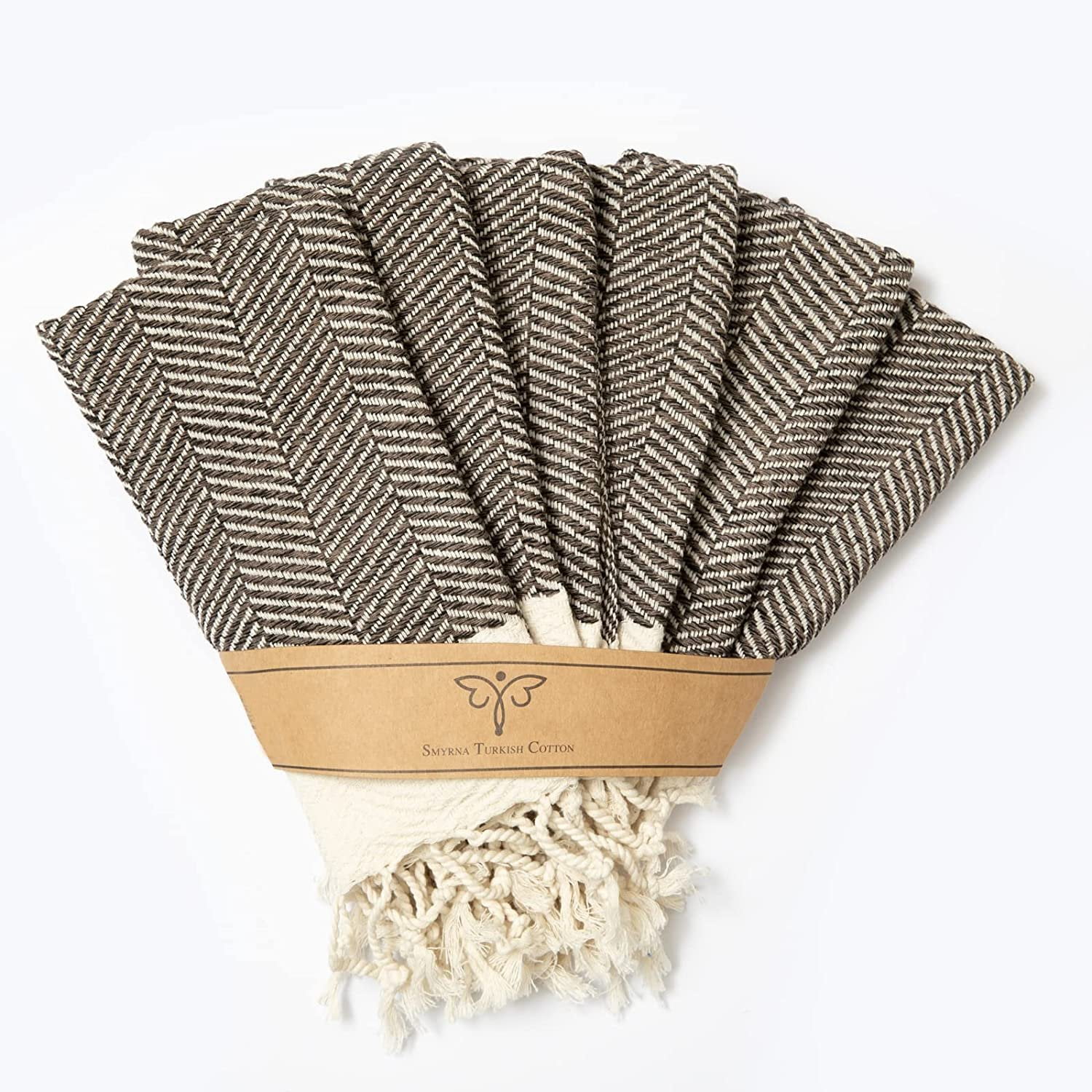 Smyrna Turkish Cotton Kitchen Dish Towels Herringbone Series Pack of 6 ...