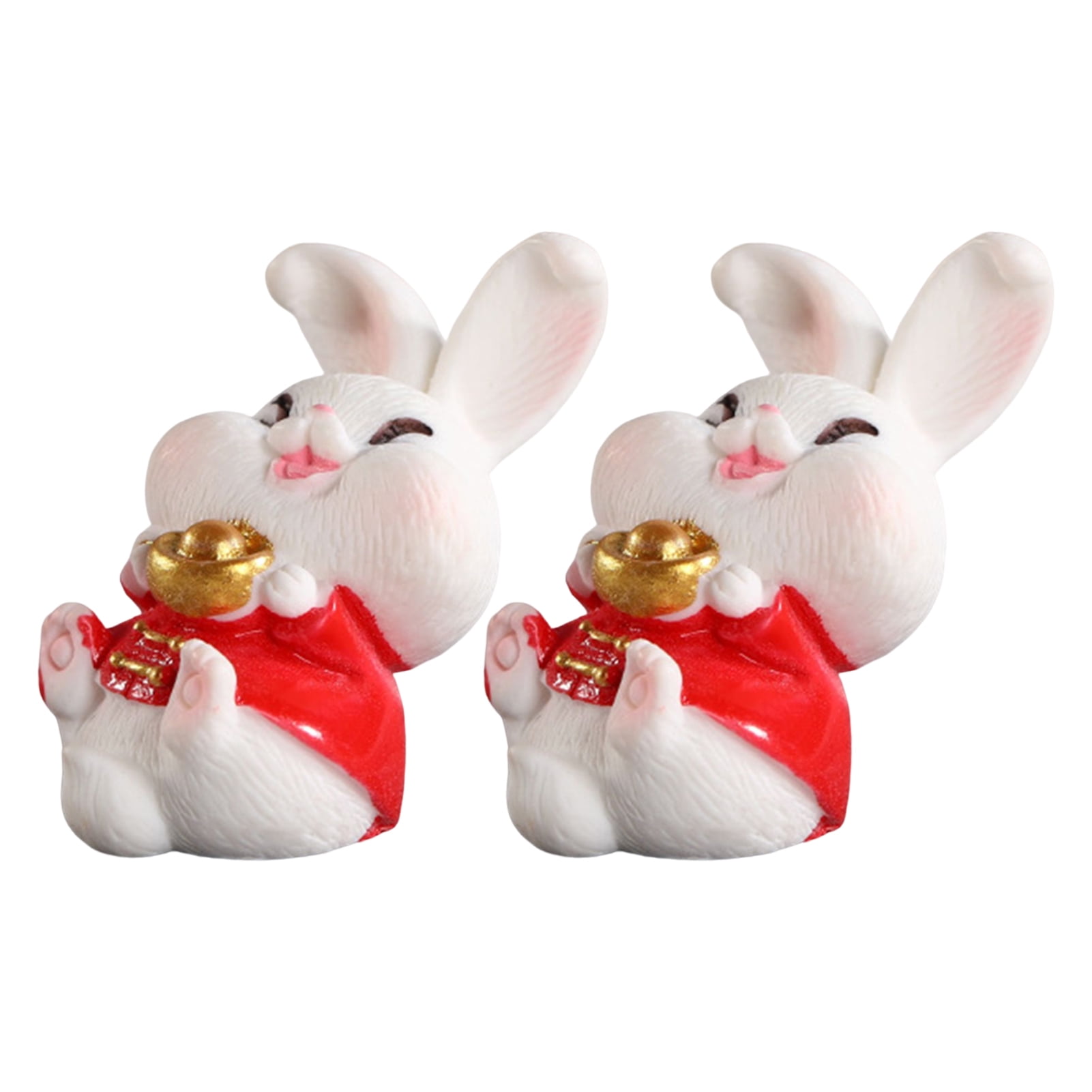Farfi 2/3Pcs Rabbit Figures Vivid Expression Decorative Resin Miniature ...