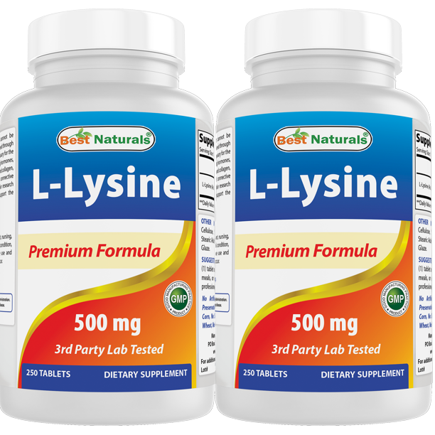 2 Pack Best Naturals L-Lysine 500 mg 250 Tablets - Walmart.com
