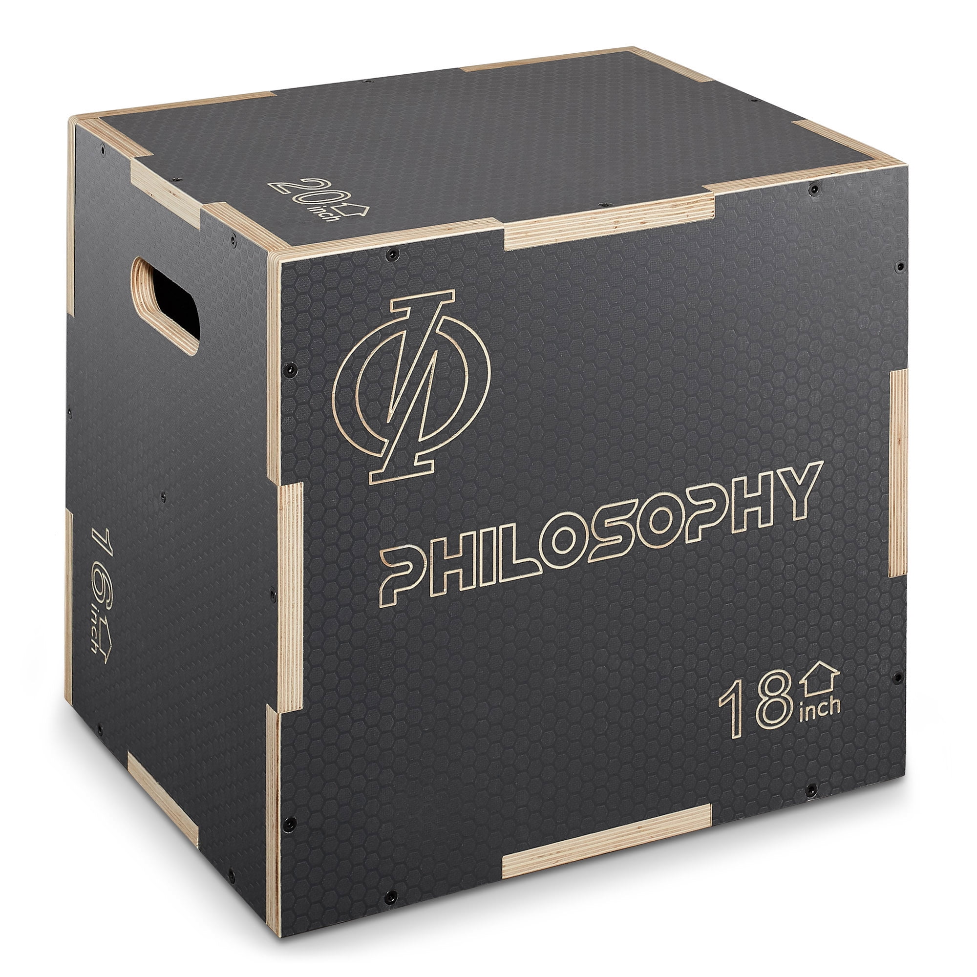 Philosophy Gym 3 in 1 Non-Slip Wood Plyo Box, 20" x 18" x 16", Gray ...