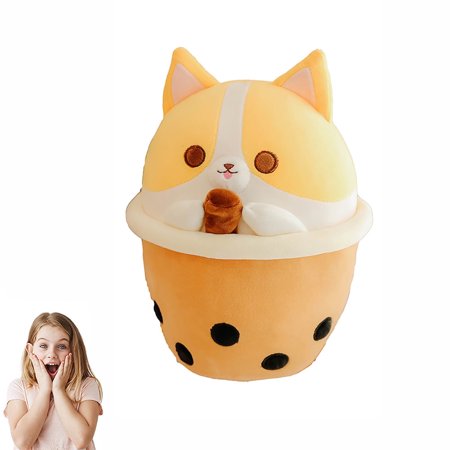 Boba Cat Plush Toy - 12 Inches Ice Bubble Milk Tea Asian Comfort Food ...