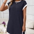 Aellinatey Women's Summer Tunic Mini Dress, Round Neck, Short Sleeve ...