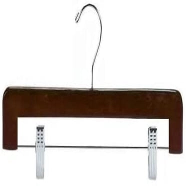 International Hanger Deluxe Wooden Bottom Hanger w/Clips, Cherry Finish ...