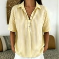 Bainana Shirts For Women Striped Print Short Sleeve Lapel Collar Tops ...