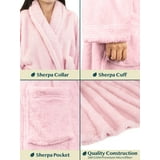 Pavilia Womens Plush Soft Robe Fluffy Warm Fleece Sherpa Shaggy Bathrobe Light Pink L/XL ...
