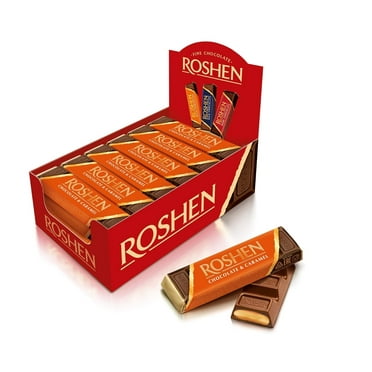 Roshen Dark Chocolate Bar with Fondant Filling, Pack of 30 (1.51 oz/43 ...