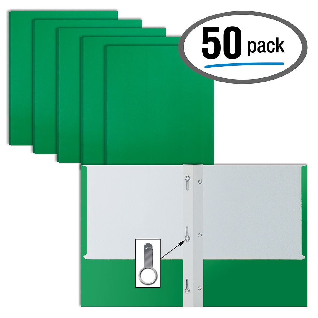 Green Paper 2 Pocket Folders with Prongs, 50 Pack, by Better Office ...