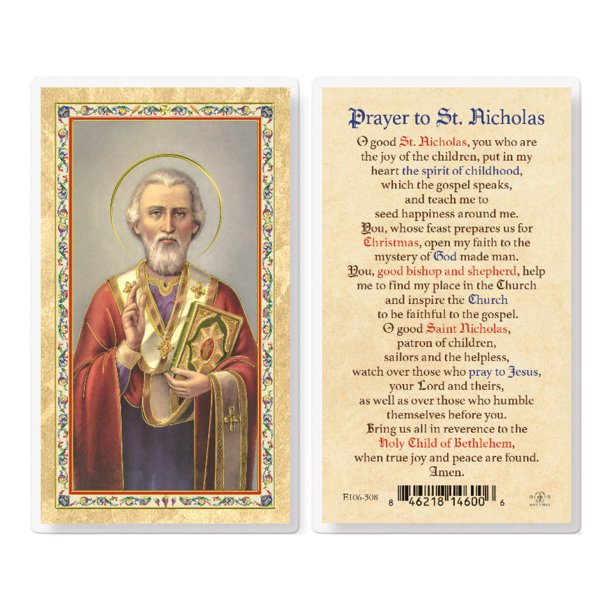 Prayer to St. Nicholas Gold-Stamped Laminated Catholic Prayer Holy Card ...